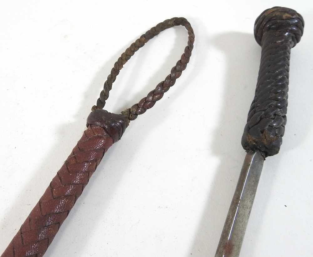 Lot 267 - A braided leather horse riding crop,