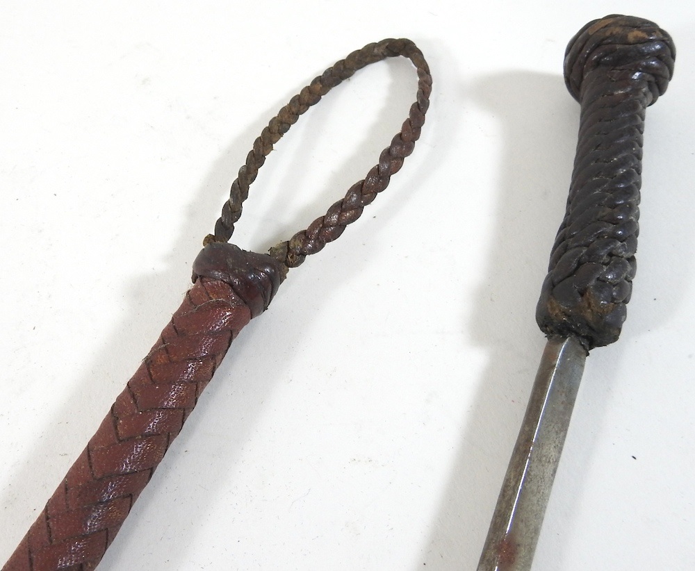 Lot 267 - A braided leather horse riding crop,