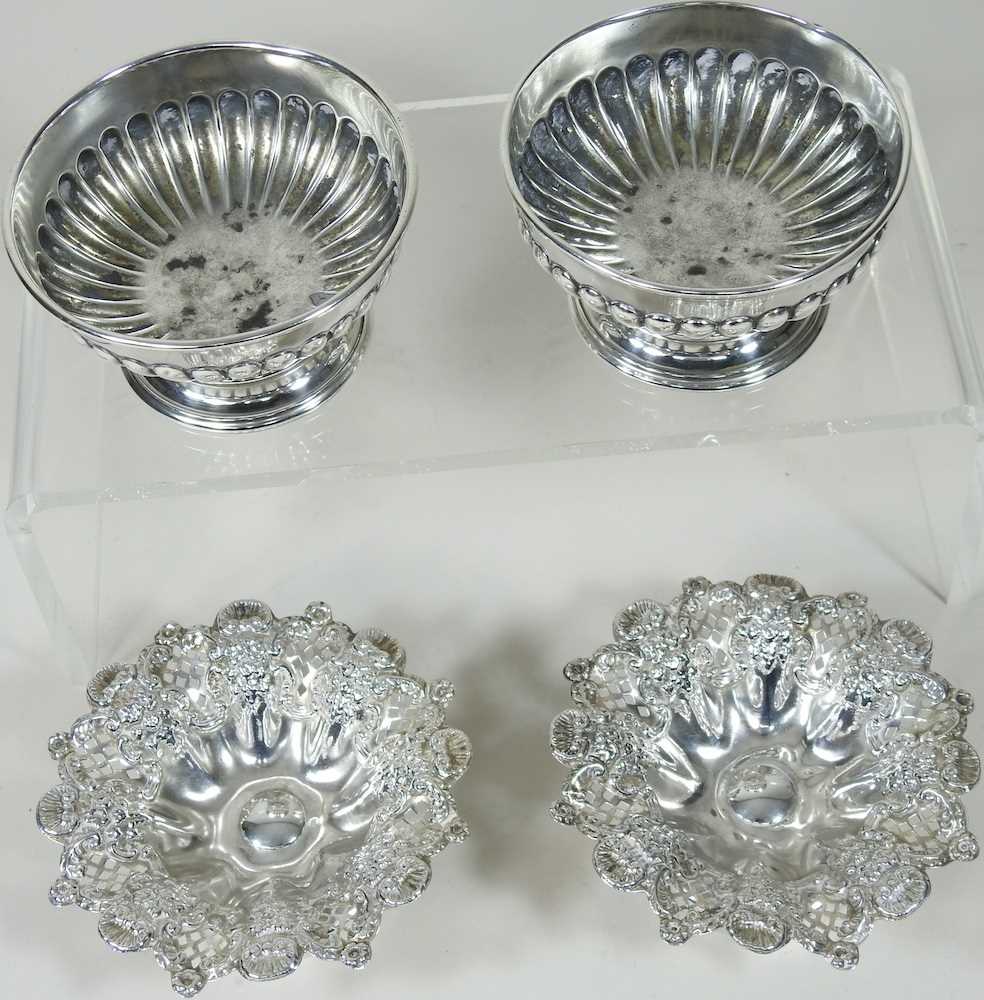 Lot 264 - Two pairs of silver bon-bon dishes