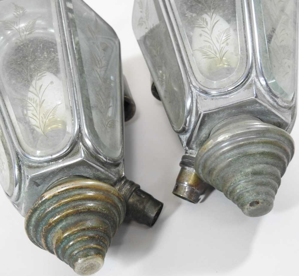 Lot 64 - A pair of chrome hearse lanterns